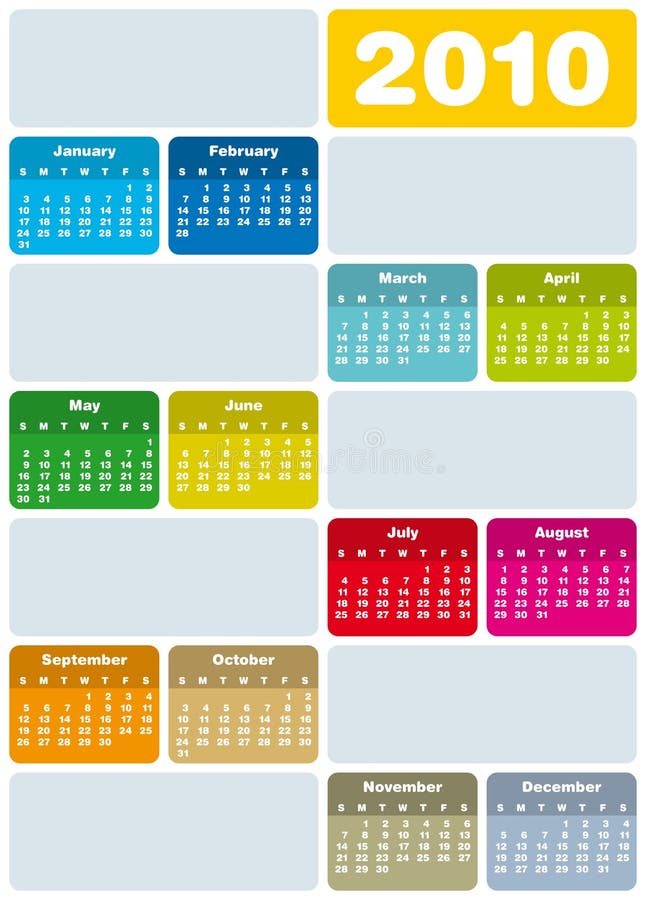 Kleurrijke Kalender Voor 2010 Vector Illustratie - Illustration of ...