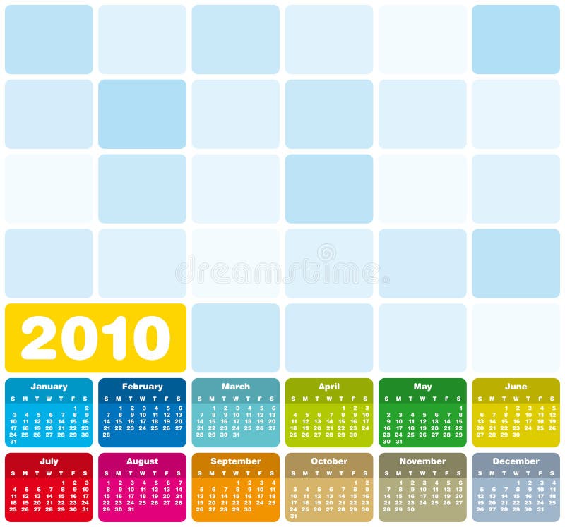 Kleurrijke Kalender Voor 2010 Vector Illustratie - Illustration of ...