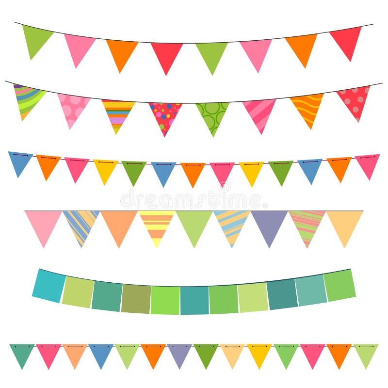 Kleurrijke Slingers Op Witte Achtergrond Vector Illustratie ...