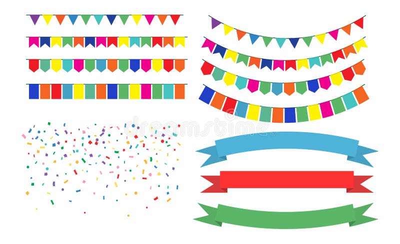 Kleurrijke Slingers Op Witte Achtergrond Vector Illustratie ...