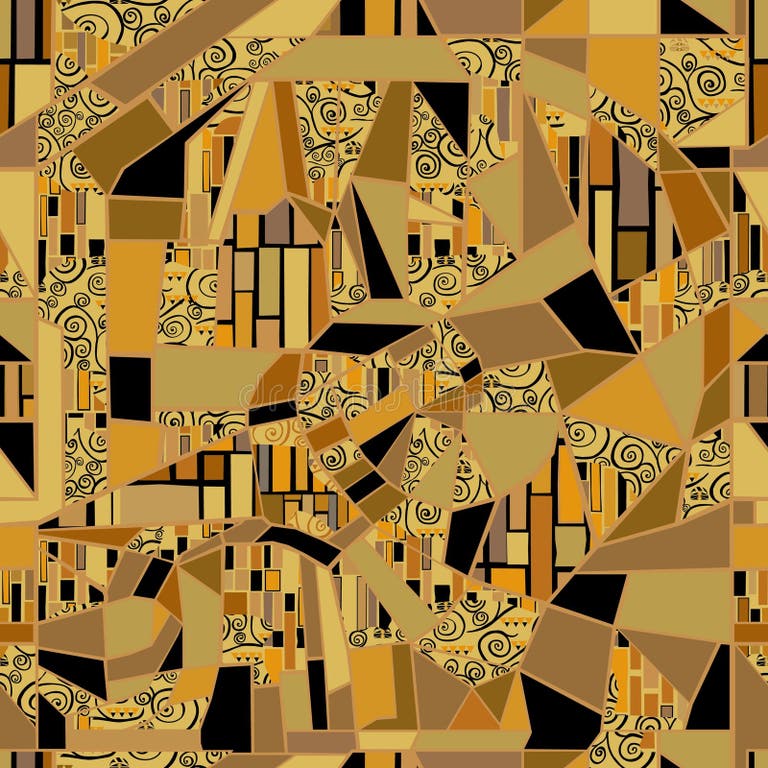 Klimt Style R Seamless Pattern Mosaic Stock Vector - Illustration of ...