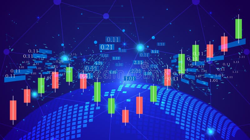 Kline Chart of Financial Stock Data on the Digital Earth Creative Map ...