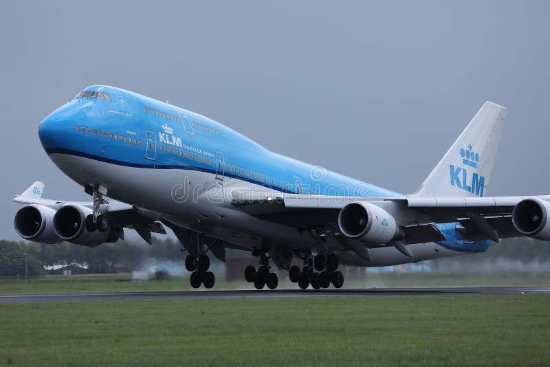KLM Boeing B747 Plane Taking Off from Runway Editorial Stock Image ...
