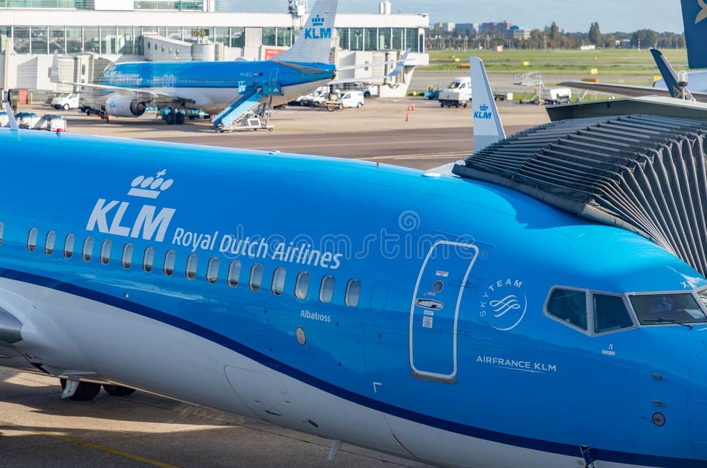 KLM Plane editorial image. Image of airport, plane, door - 263023180