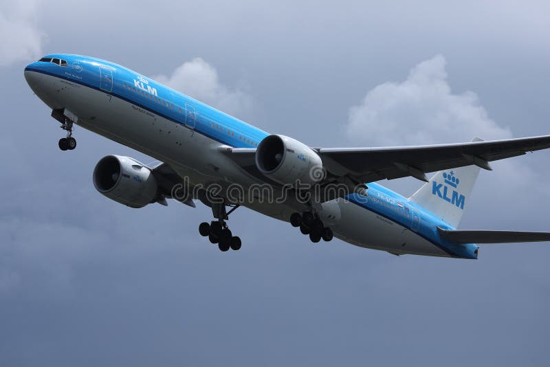 KLM Plane Flying Up in the Sky Editorial Stock Image - Image of cloudy ...