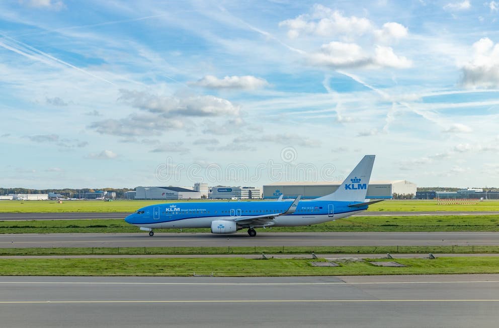 KLM Plane on Runway editorial stock image. Image of asphalt - 263023629