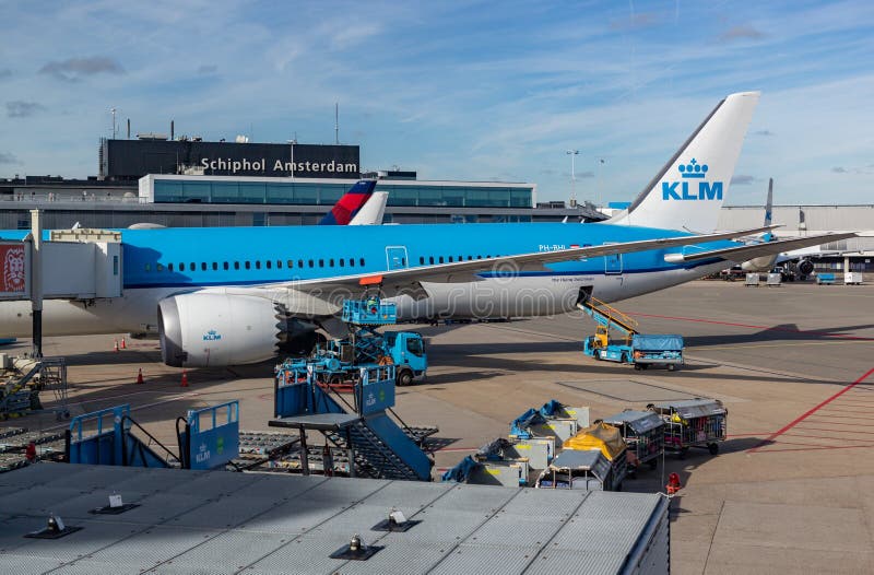 KLM Plane in Schiphol Airport Editorial Photography - Image of tourism ...
