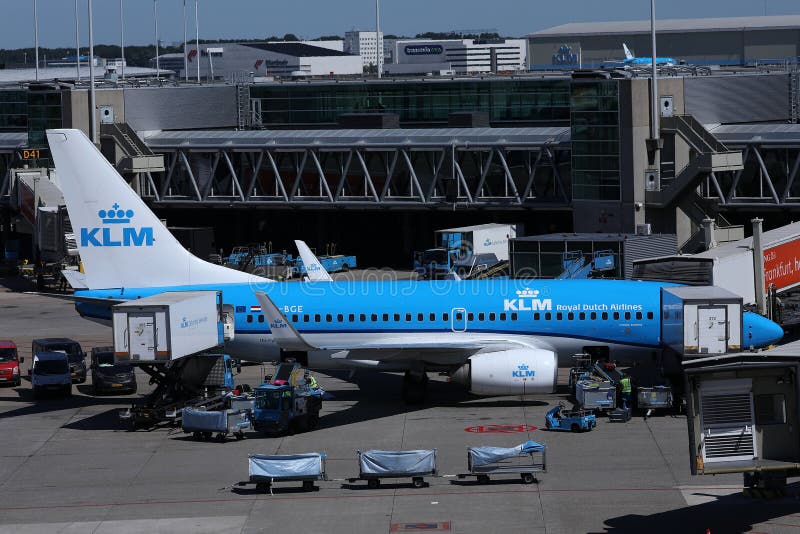 KLM plane at terminal editorial stock image. Image of flight - 140722209