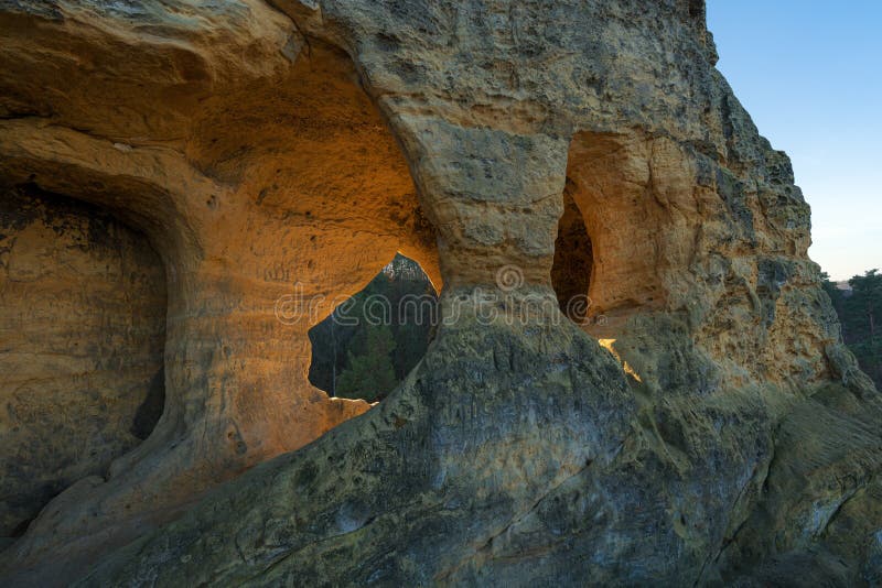 Klusfelsen Beautiful Sandstone Cliffs with Caves Surrounded by Forest ...