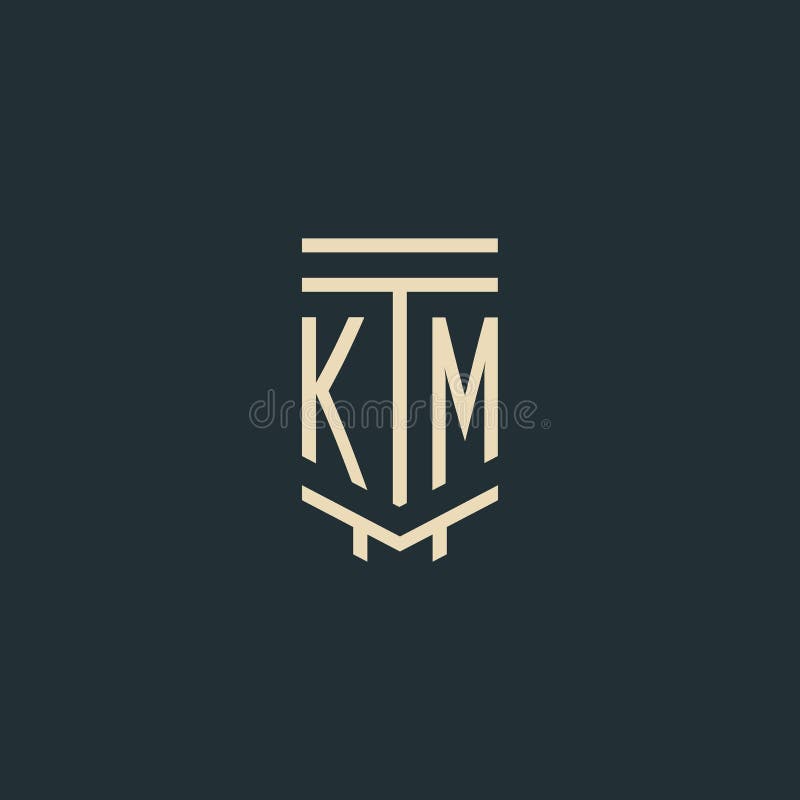 KM Initial Monogram with Simple Line Art Pillar Logo Designs Stock ...