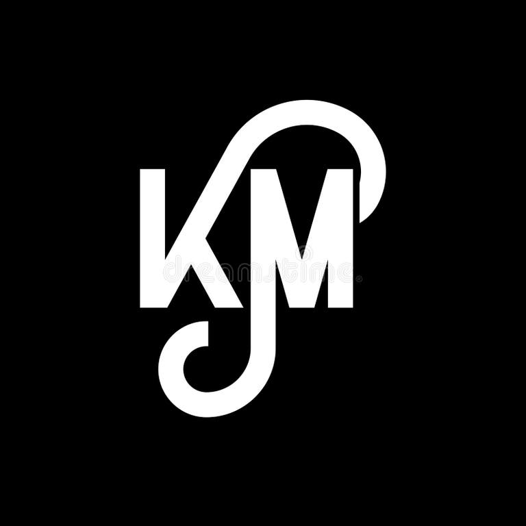 KM Letter Logo Design on Black Background. KM Creative Initials Letter ...