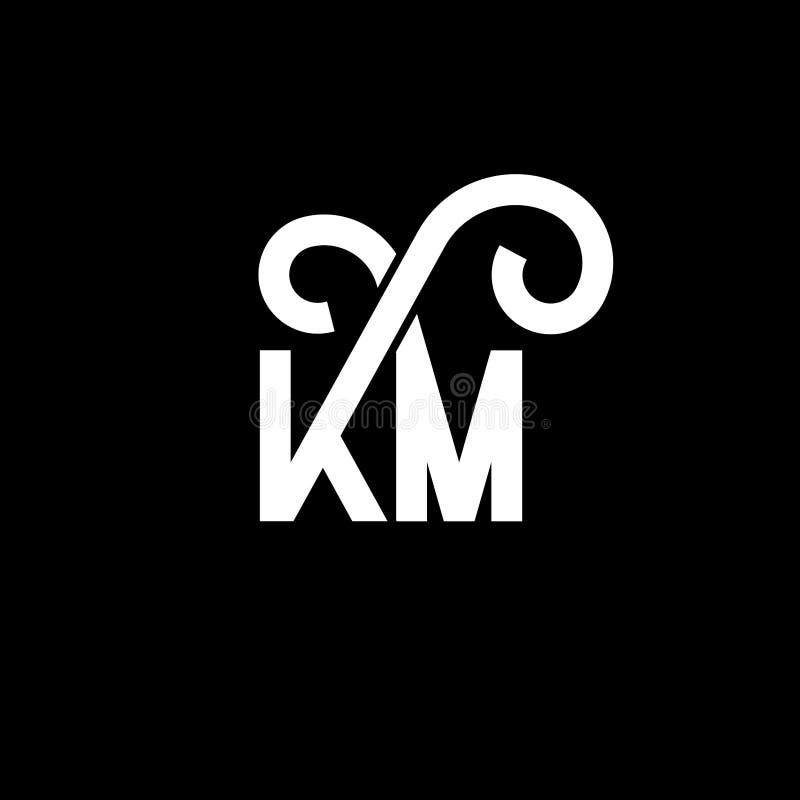 KM Letter Logo Design on Black Background. KM Creative Initials Letter ...