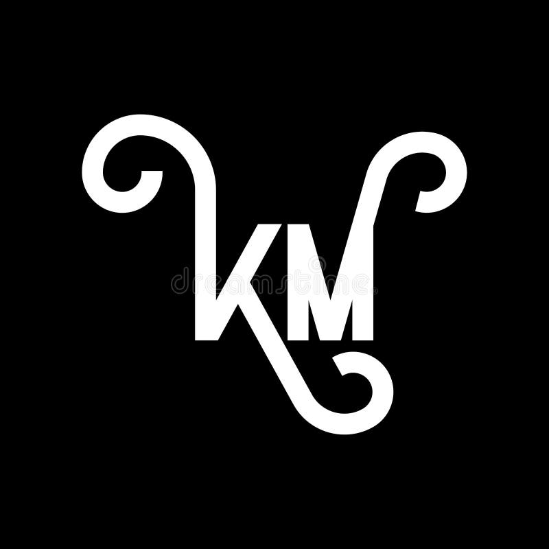 KM Letter Logo Design on Black Background. KM Creative Initials Letter ...