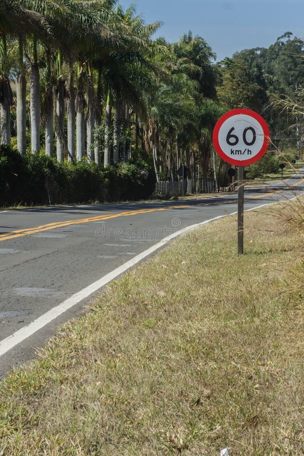 60 Km Per Hour, Signpost Written on a Sign that is on a Road, Copy ...