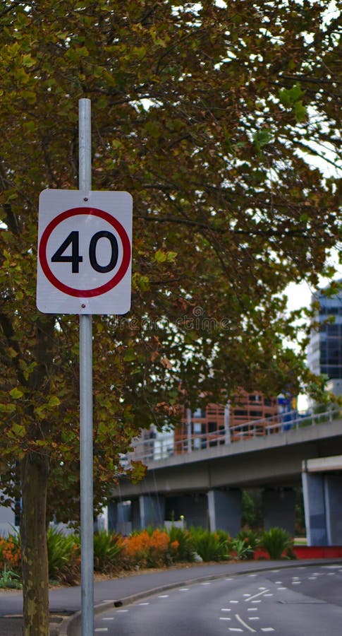 40 Km Per Hour Speed Limit Sign Stock Photo - Image of safe, forty ...