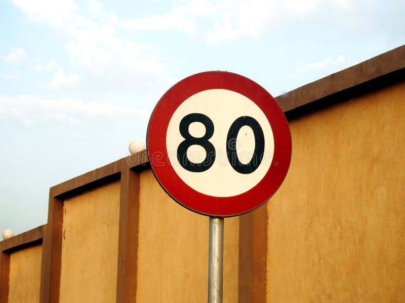 80 KM Speed Limit Sign a Highway, Eighty Kilometers Per Hour Traffic ...