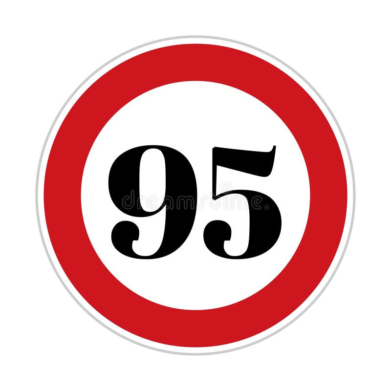 95 Kmph or Mph Speed Limit Sign Icon. Road Side Speed Indicator Safety ...
