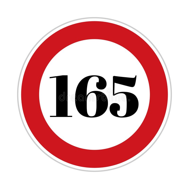 165 Kmph or Mph Speed Limit Sign Icon. Road Side Speed Indicator Safety ...