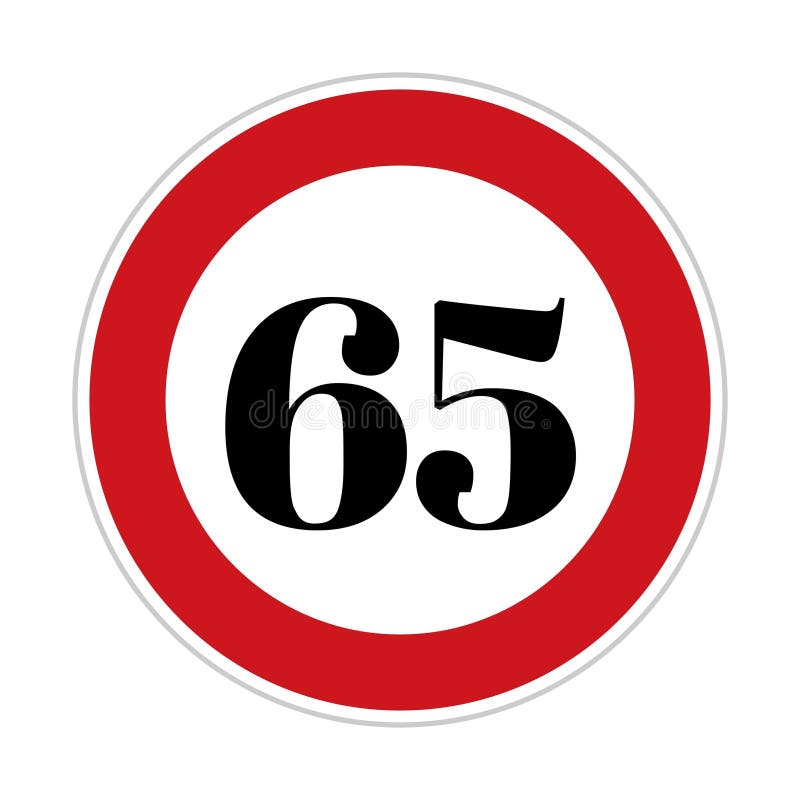 65 Kmph or Mph Speed Limit Sign Icon. Road Side Speed Indicator Safety ...