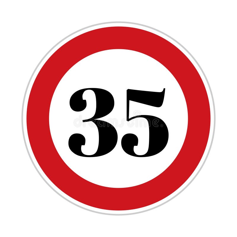 35 Kmph or Mph Speed Limit Sign Icon. Road Side Speed Indicator Safety ...