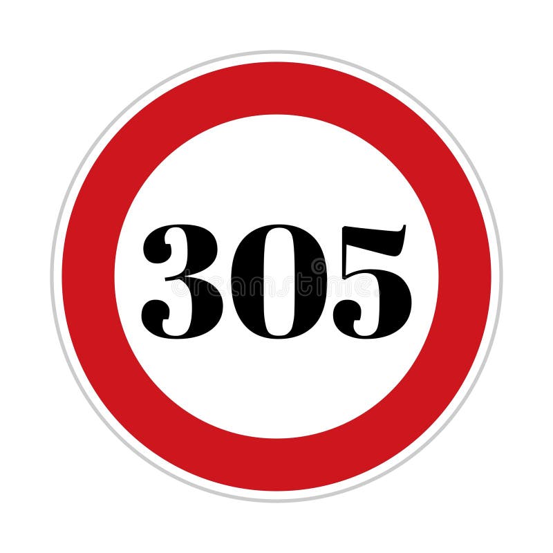 305 Kmph or Mph Speed Limit Sign Icon. Road Side Speed Indicator Safety ...