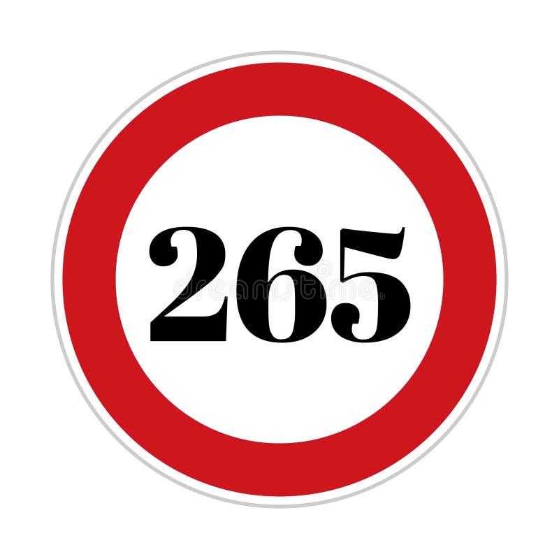 265 Kmph or Mph Speed Limit Sign Icon. Road Side Speed Indicator Safety ...