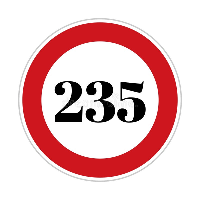 235 Kmph or Mph Speed Limit Sign Icon. Road Side Speed Indicator Safety ...