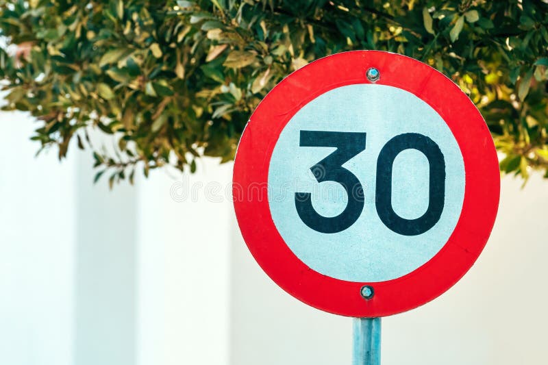 30 Kmph Speed Limit Sign in Greece Stock Photo - Image of sign, limit ...