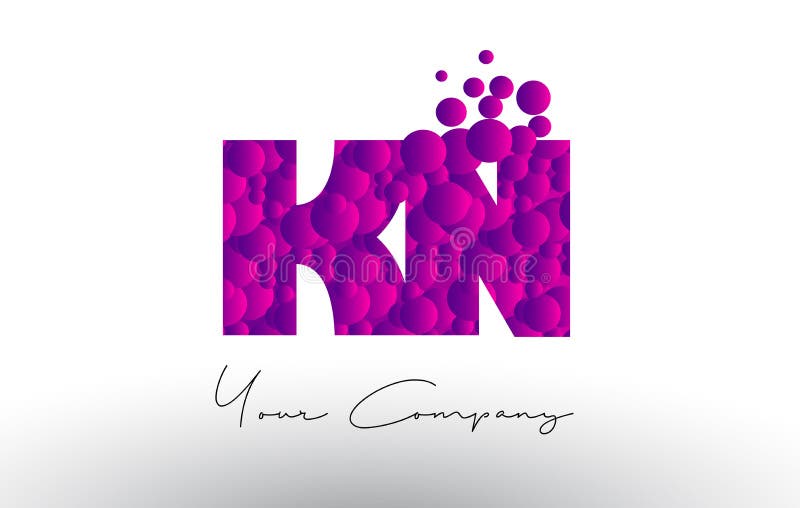KN K N Dots Letter Logo with Purple Bubbles Texture. Stock Vector ...