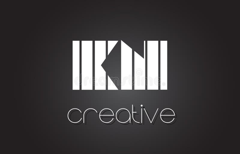 KN K N Black And White Lines Letter Logo Design. Stock Vector ...