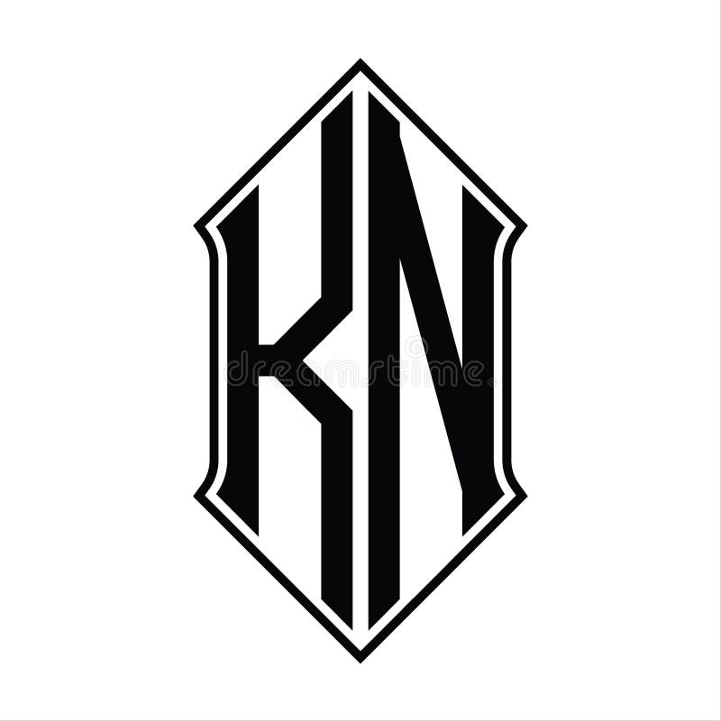 KN Logo Monogram with Shieldshape and Outline Design Template Vector ...