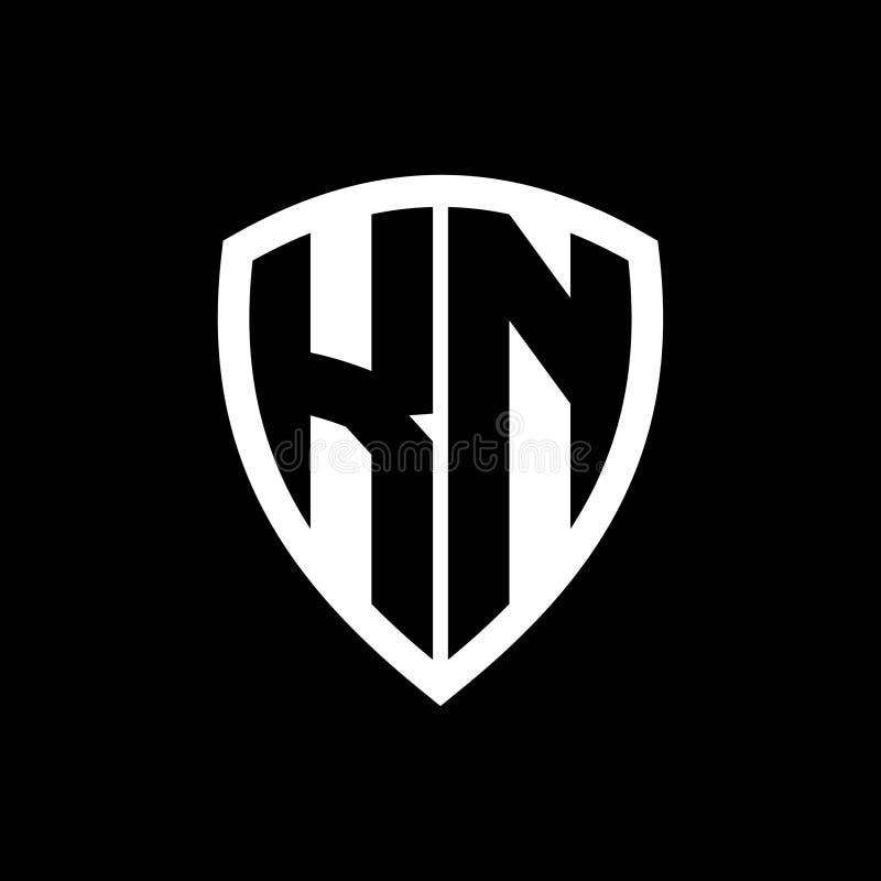 KN Monogram Logo with Bold Letters Shield Shape with Black and White ...