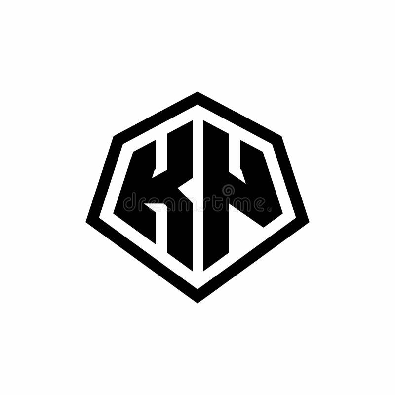 KN Monogram Logo with Hexagon Shape and Line Rounded Style Design ...