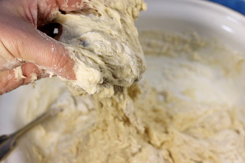 Kneaded the dough stock image. Image of bread, close - 65473959
