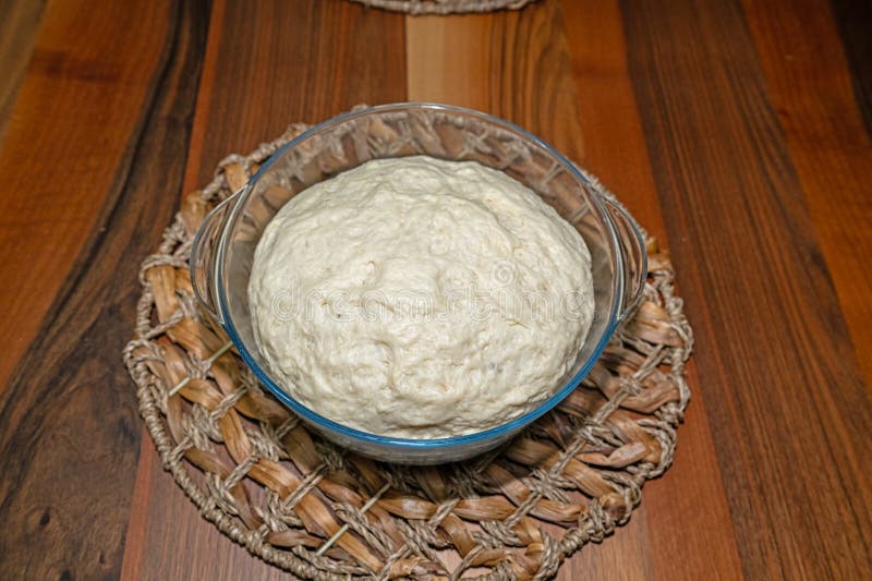 Kneaded and Fermented Dough in a Bowl Stock Photo - Image of ...