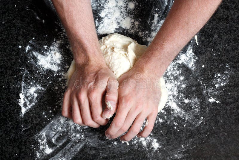 Baker Making Bread, Kneading a Dough Stock Photo - Image of kneading ...
