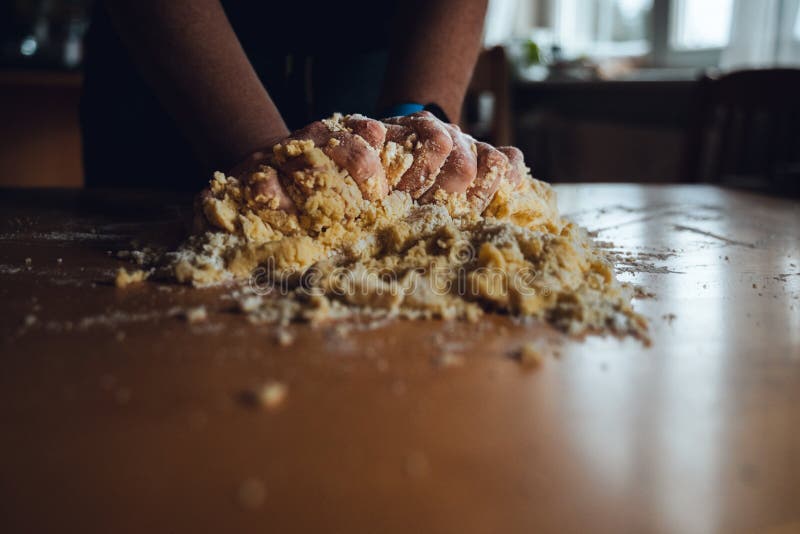 Kneading the Cookie Dough by Hand Stock Image - Image of flour ...