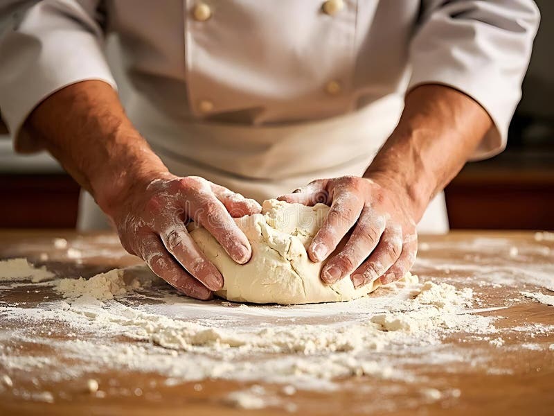 Kneading Dough on a Flour-covered Surface Stock Illustration ...
