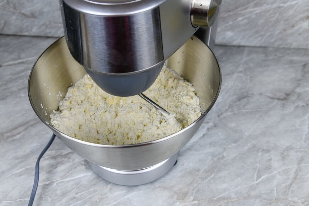 Kneading Dough in a Modern Food Processor on a Kitchen Table Stock ...