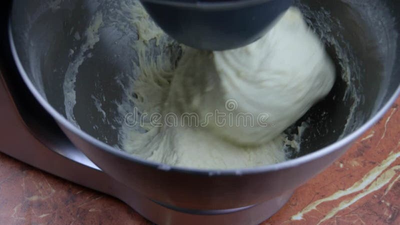 Kneading Dough in Modern Kitchen Machine on a Table Stock Video - Video ...