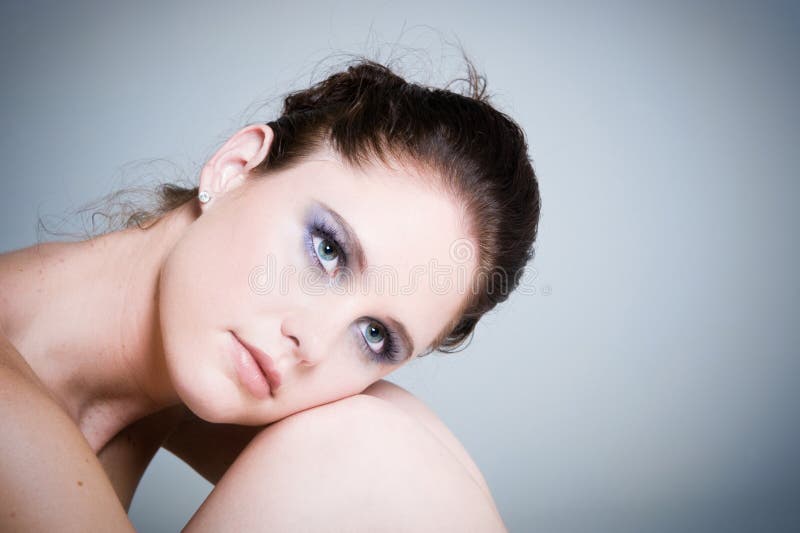 On a knee stock photo. Image of makeup, clean, hairstyle - 11806138