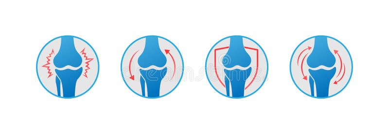 Knee Bones Vector. Human Bone and Joint Icon Set. Rheumatology and ...