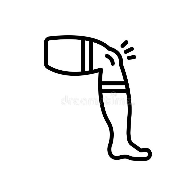 Black Line Icon for Knee, Injury and Pain Stock Vector - Illustration ...