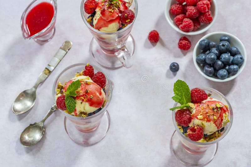 Knickerbocker Glory Ice Dessert Stock Image - Image of fruit, sundae ...