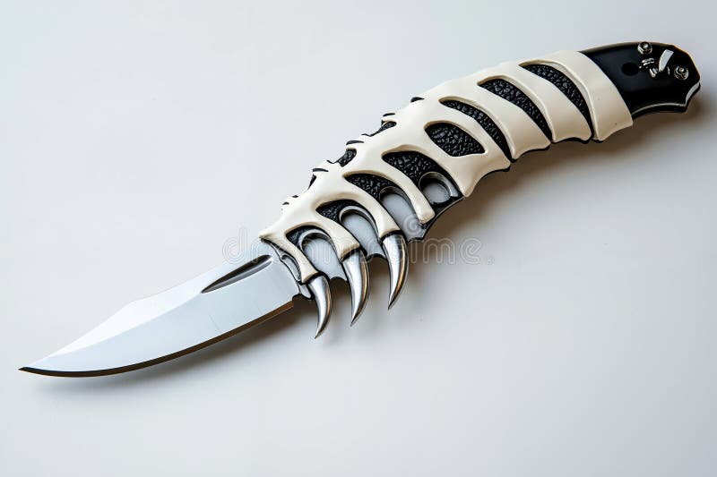 A Knife with a Skeleton Hand on it Stock Illustration - Illustration of ...