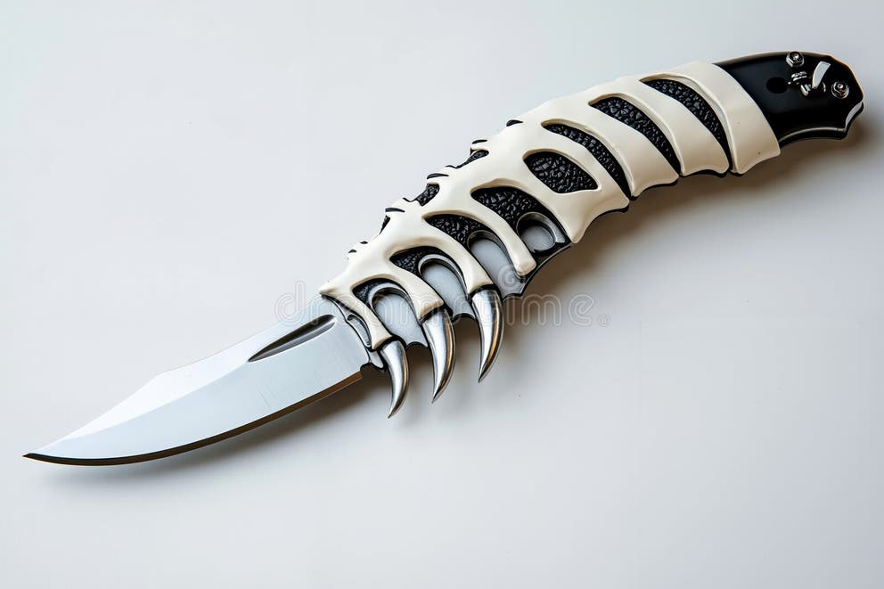 A Knife with a Skeleton Hand on it Stock Illustration - Illustration of ...