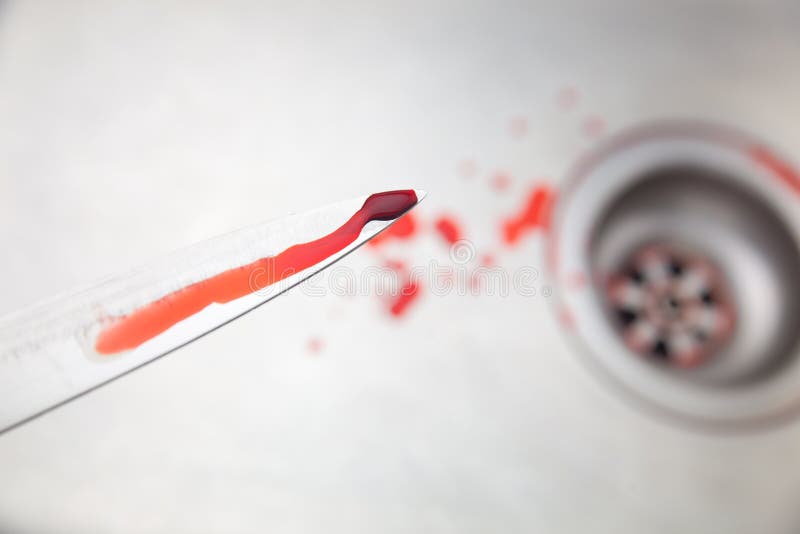 Bloody knife in sink stock image. Image of violent, scary - 23815011