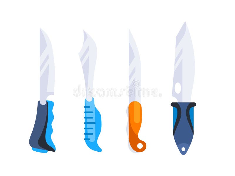 Knife Camping Set. Tool Hiking. Handle Sharp, Weapon Army. Stock Vector ...