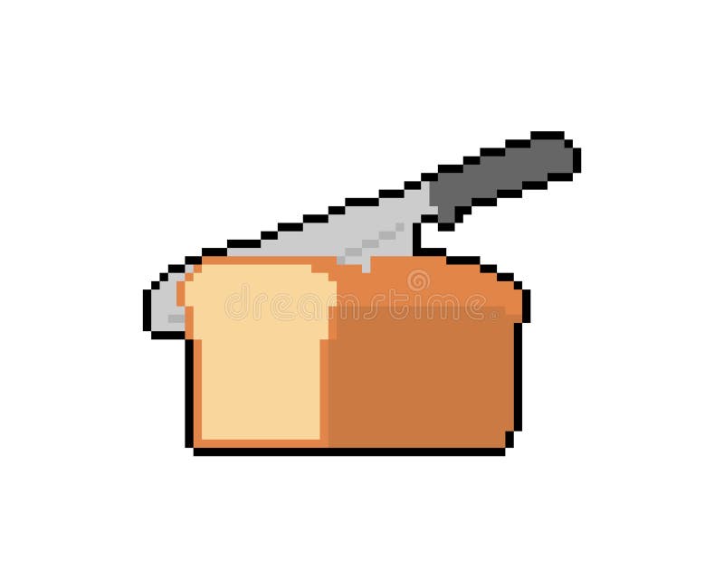 Knife Cuts Bread Pixel Art. 8 Bit Loaf of Bread and Piece Stock Vector ...