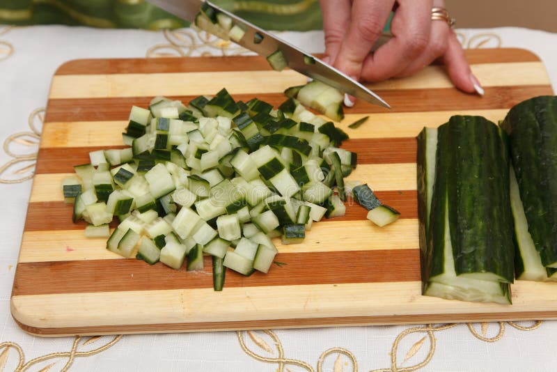 Food Preparation - Cutting Cucumber Stock Image - Image of slice ...